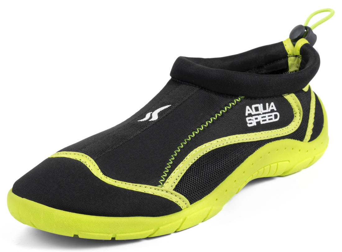 Buty do wody ze ściągaczem Aqua Speed 28A - żółto-czarne Czarny ...